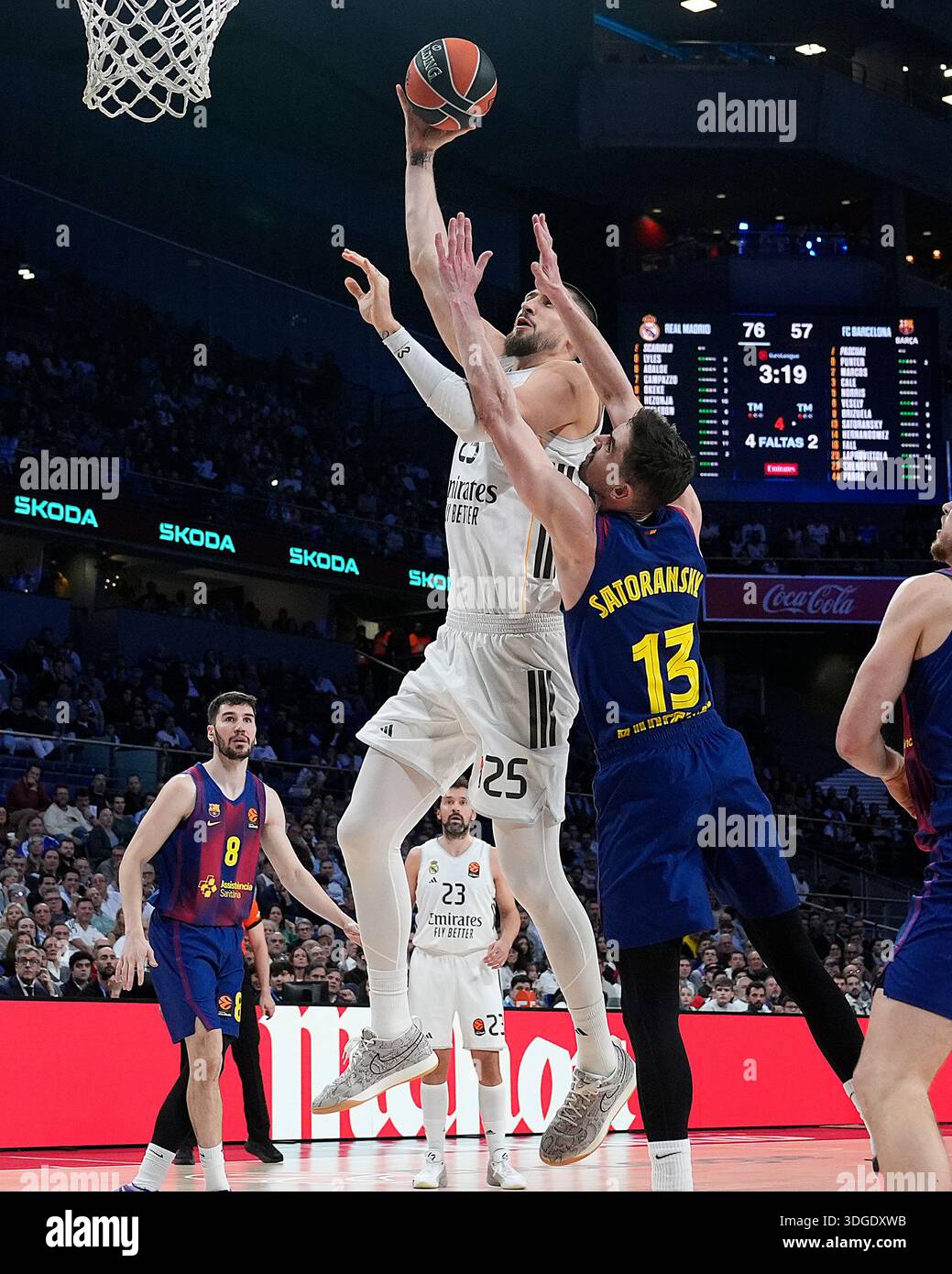 Madrid, Spain. 16th Jan, 2026. Real Madrid's Alex Len (l) and FC ...