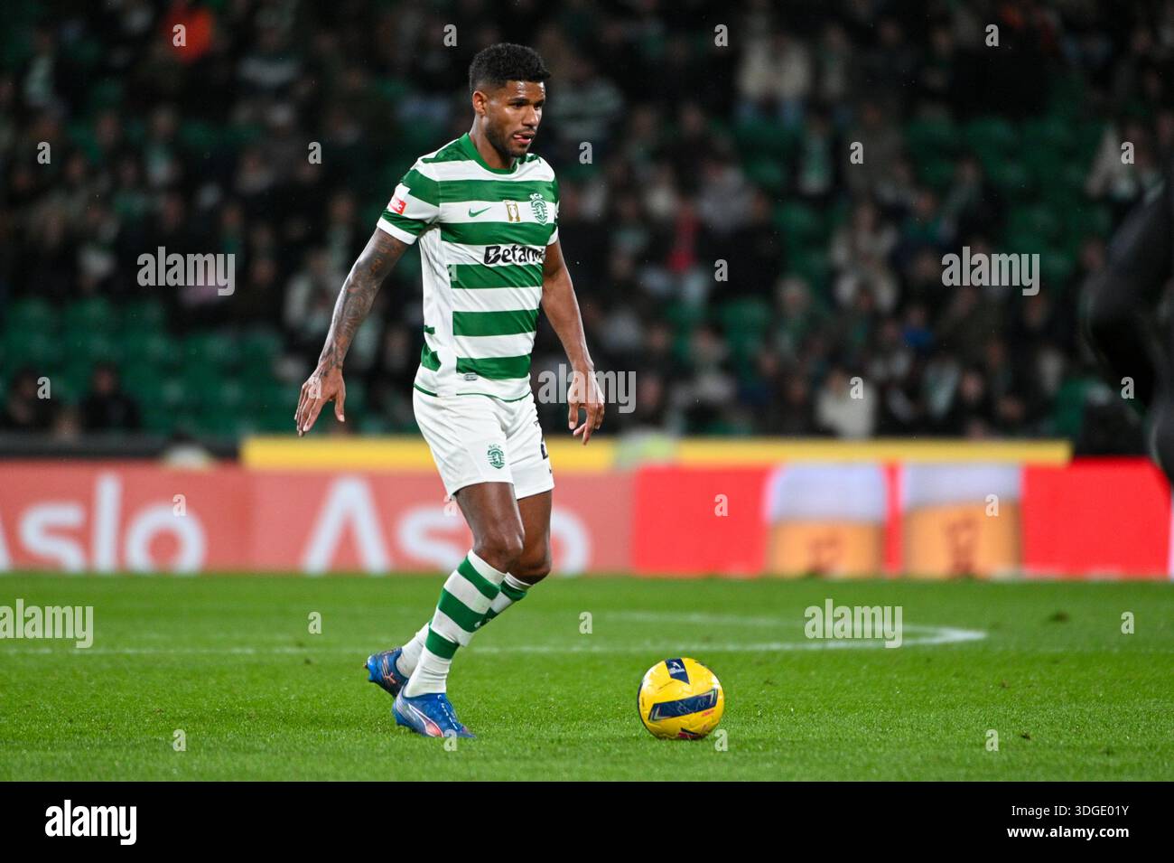Lisbon, Portugal. 16 January 2026. Matheus Reis defender of Sporting CP ...
