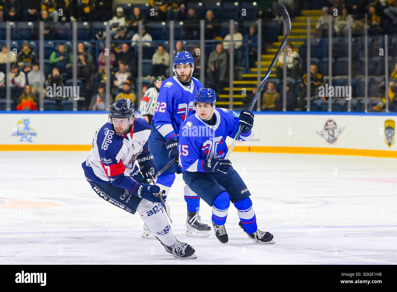 Matt Prapavessis of Angers and Alexander Panchenko of HC Torpedo during ...