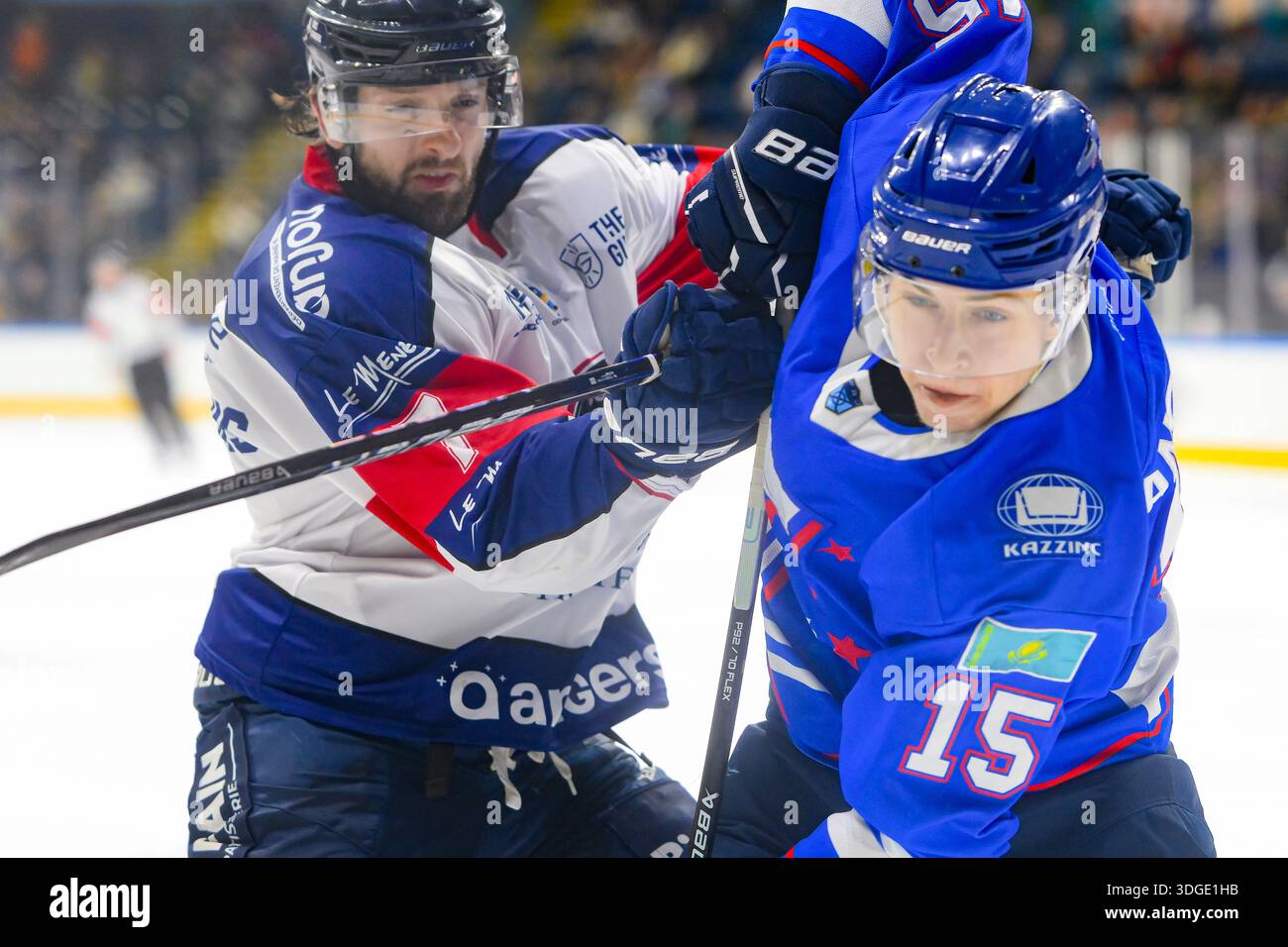 Matt Prapavessis of Angers and Alexander Panchenko of HC Torpedo during ...