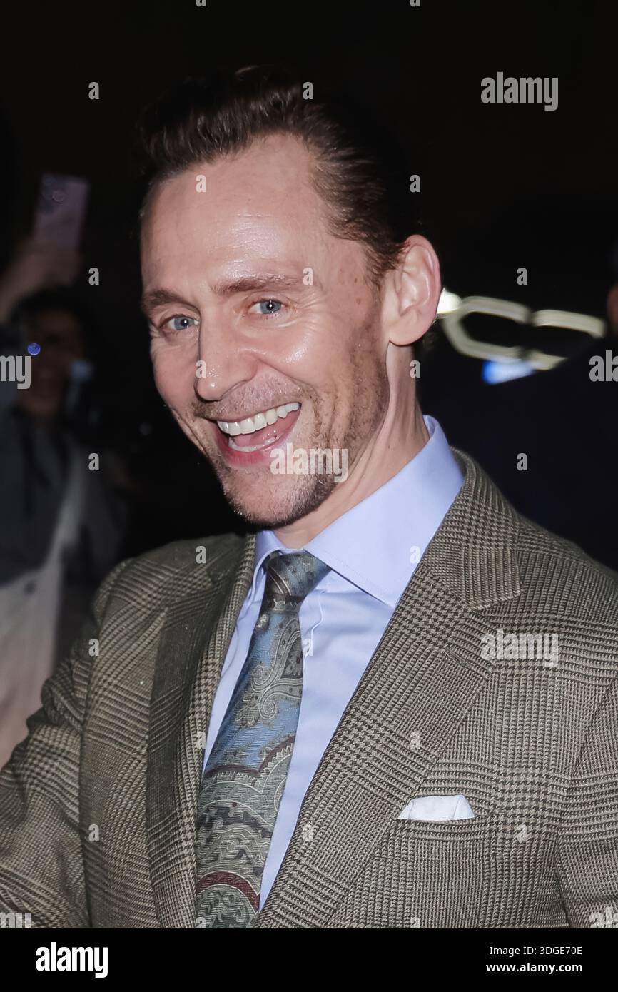 Tom Hiddleston (actor) arrives at the Ralph Lauren Fashion Show during ...