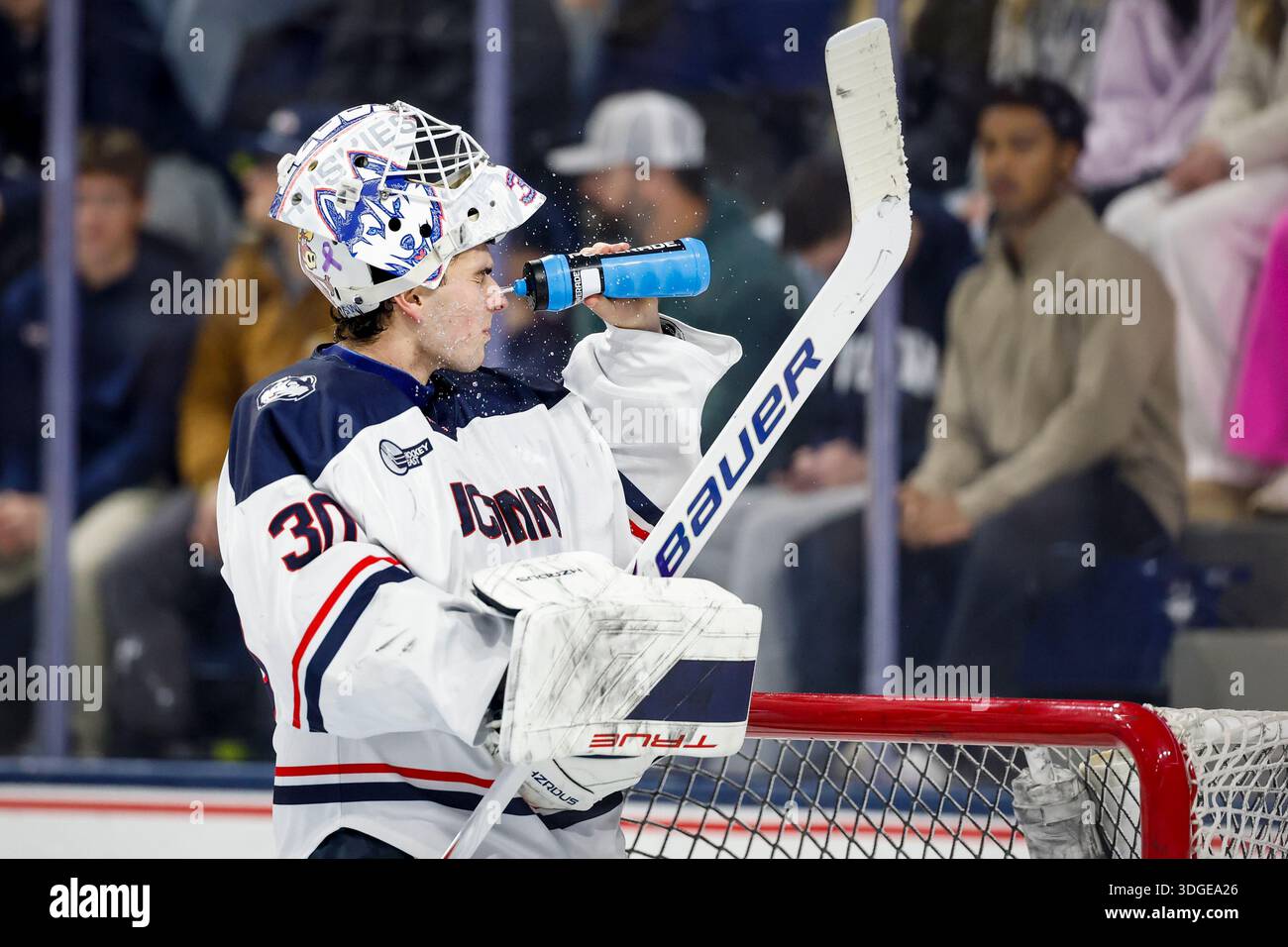 January 16, 2026: UConn Huskies goaltender Tyler Muszelik (30) gets ...