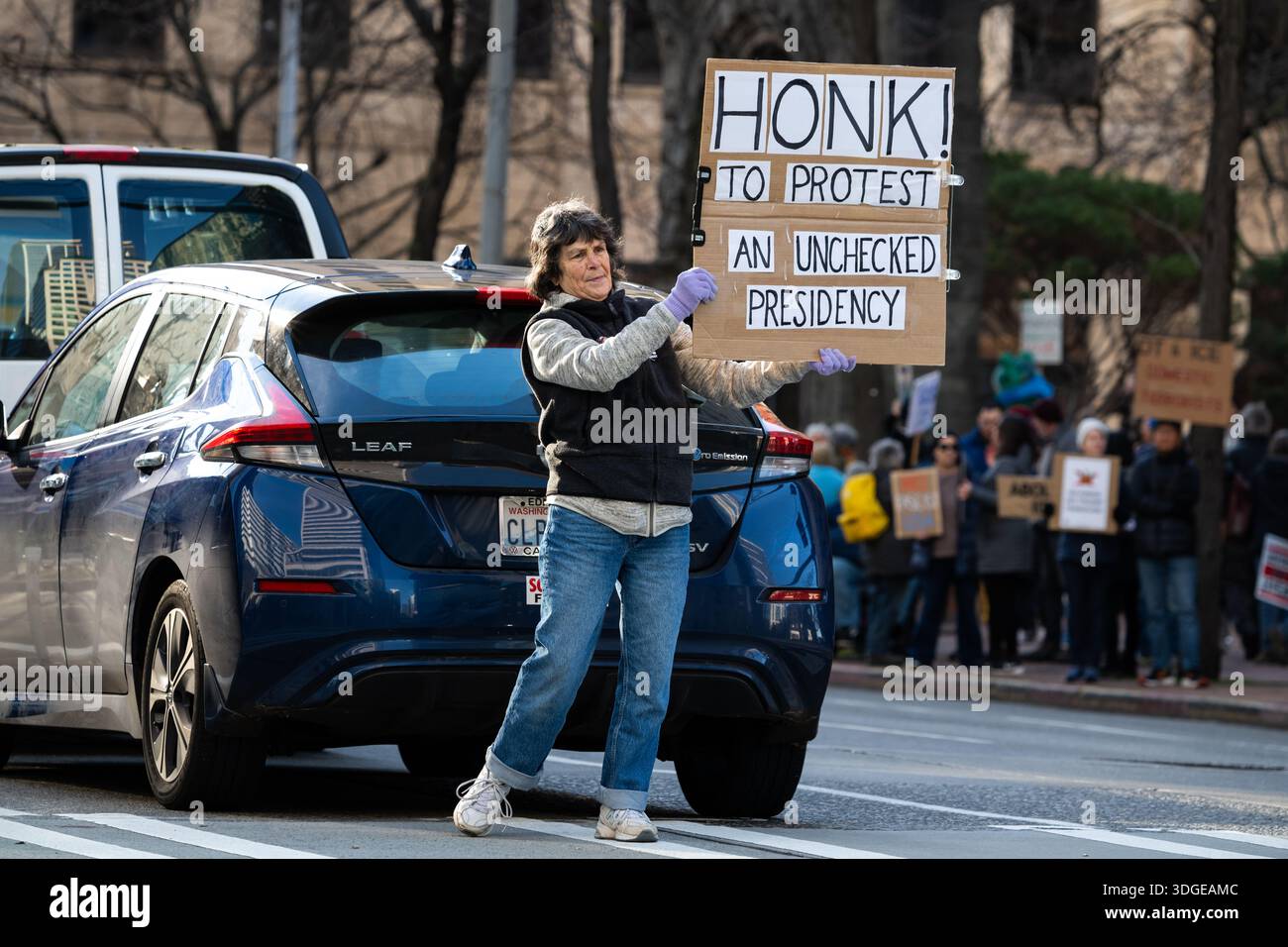 Seattle, USA. 15th Jan 2025. Just after 12:00pm protestors gathered at ...