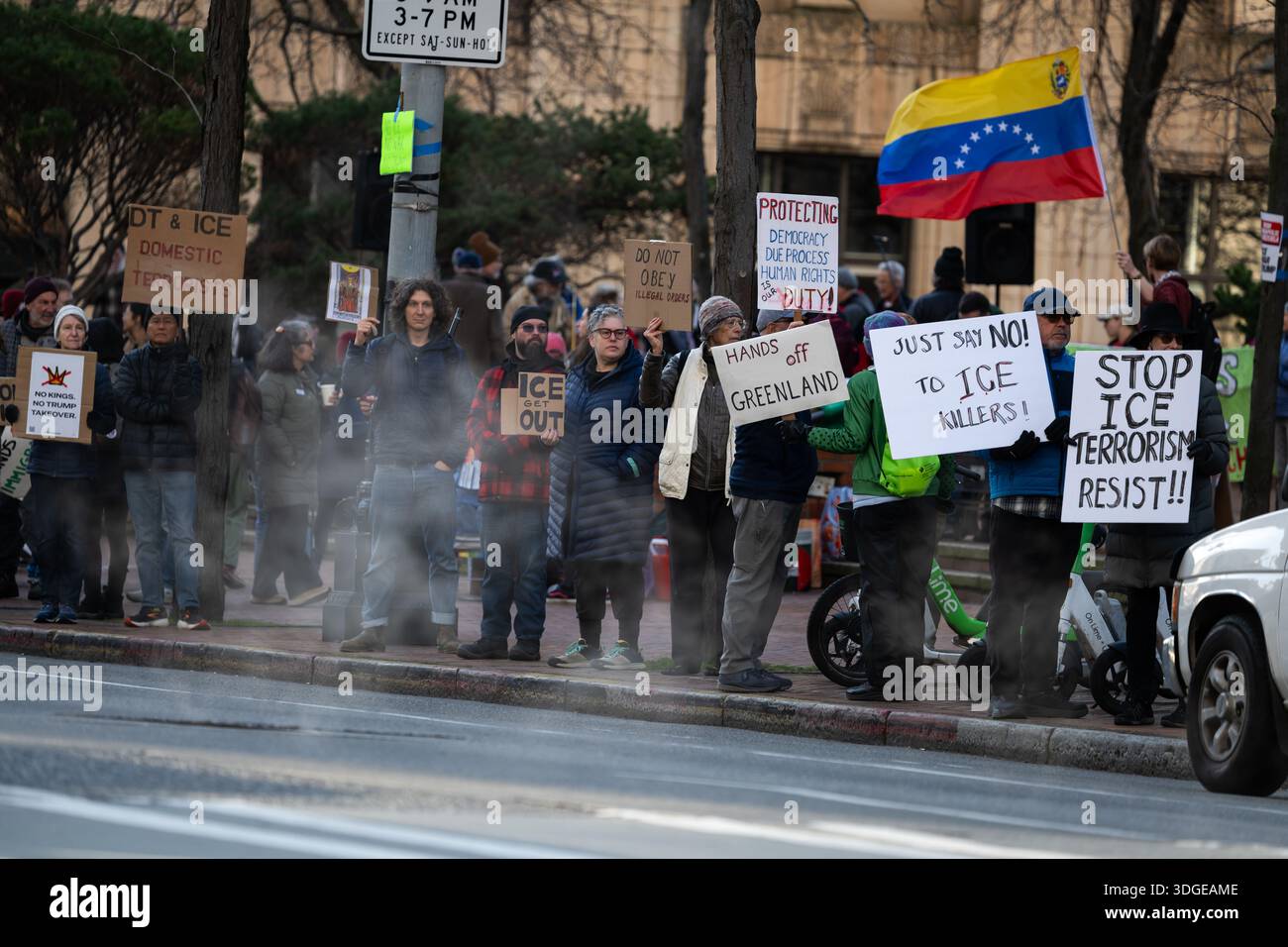 Seattle, USA. 15th Jan 2025. Just after 12:00pm protestors gathered at ...
