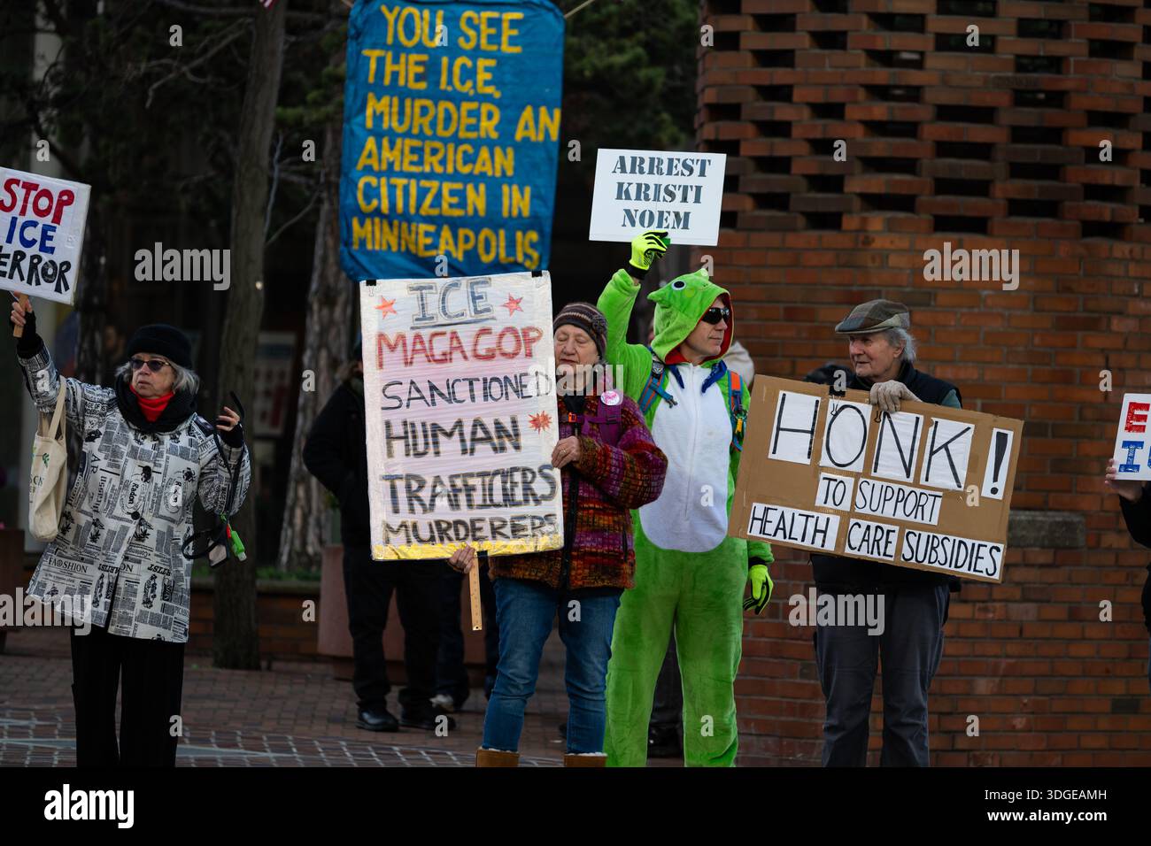 Seattle, USA. 15th Jan 2025. Just after 12:00pm protestors gathered at ...