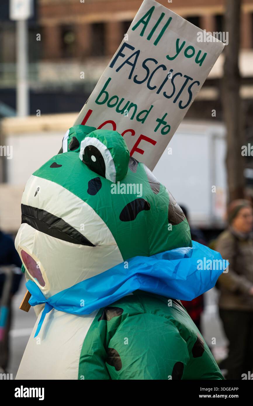 Seattle, USA. 15th Jan 2025. Just after 12:00pm protestors gathered at ...