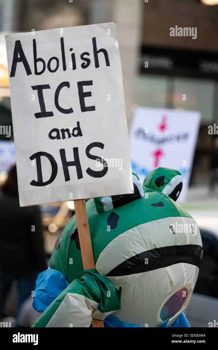 Seattle, USA. 15th Jan 2025. Just after 12:00pm protestors gathered at ...