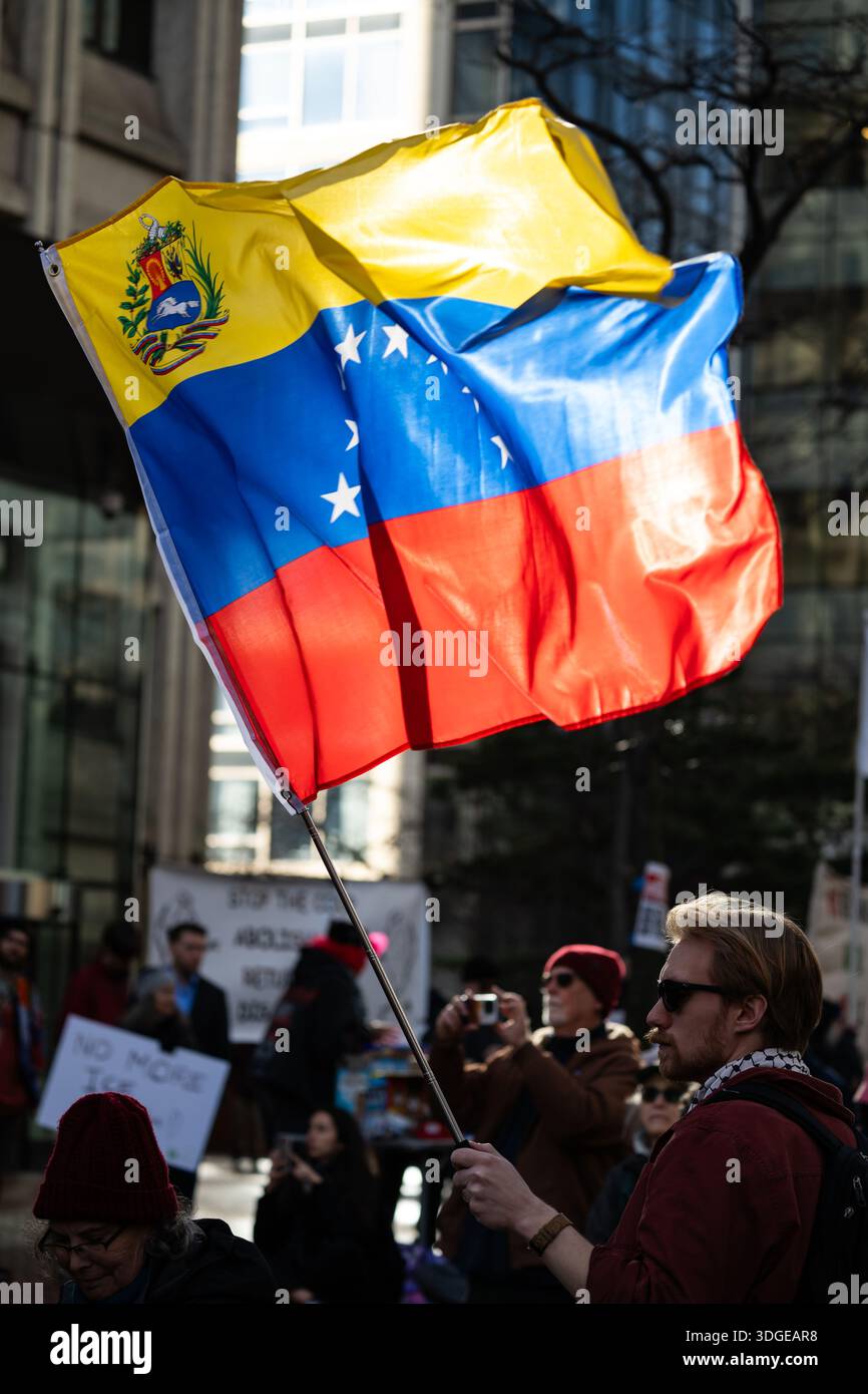 Seattle, USA. 15th Jan 2025. Just after 12:00pm protestors gathered at ...