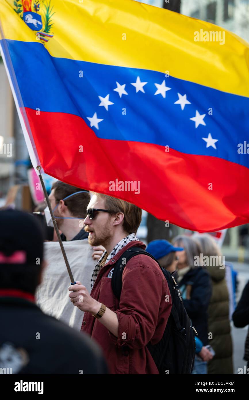 Seattle, USA. 15th Jan 2025. Just after 12:00pm protestors gathered at ...