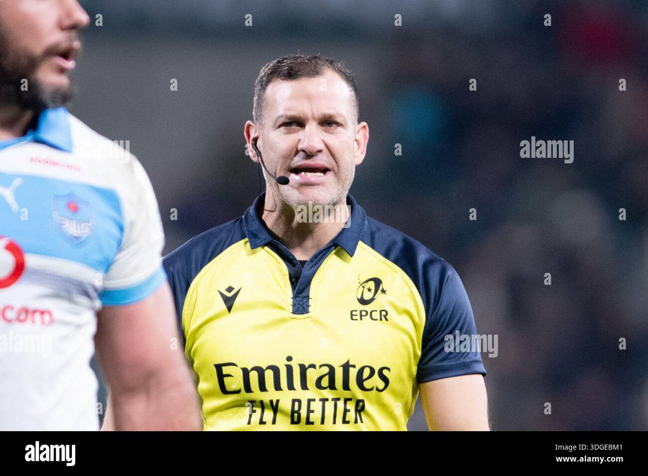 Referee Karl Dickson during the Champions Cup match between Pau and ...