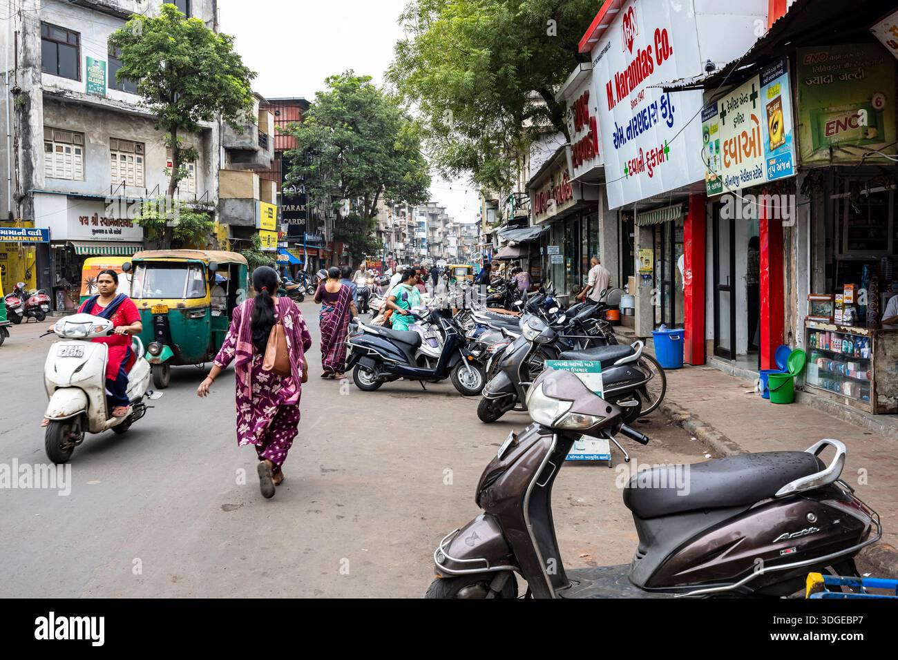 Old city, market street at downtown, Ahmedabad, Gujarat, India, South ...