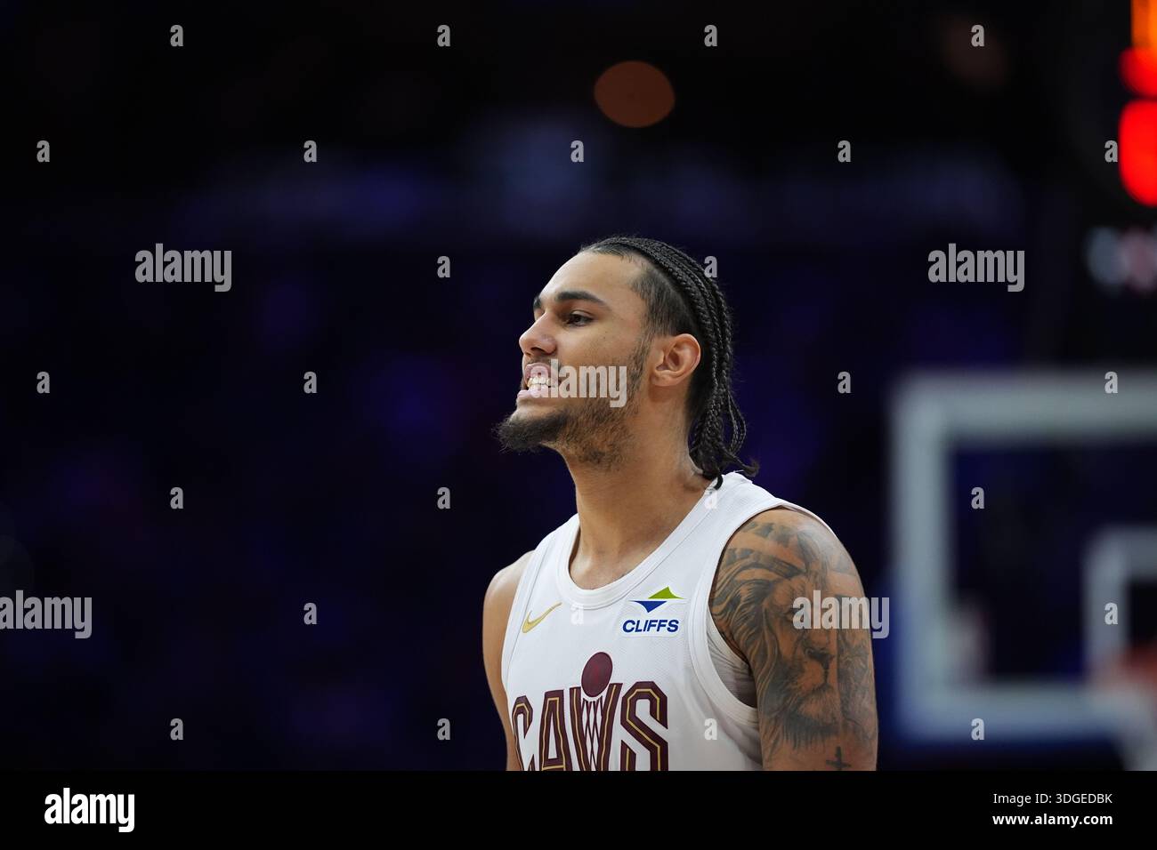 Cleveland Cavaliers' Jaylon Tyson reacts during an NBA basketball game ...