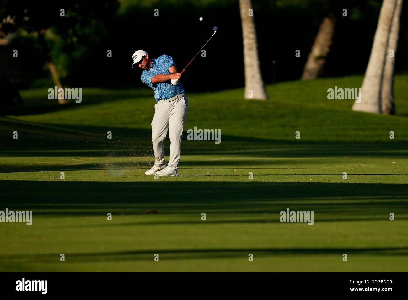 John Parry, of England, hits from the 16th fairway during the second ...