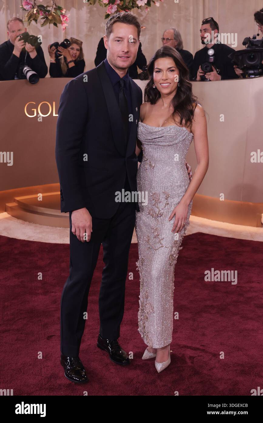 Justin Hartley and Sofia Pernas attend the 83rd annual Golden Globe ...