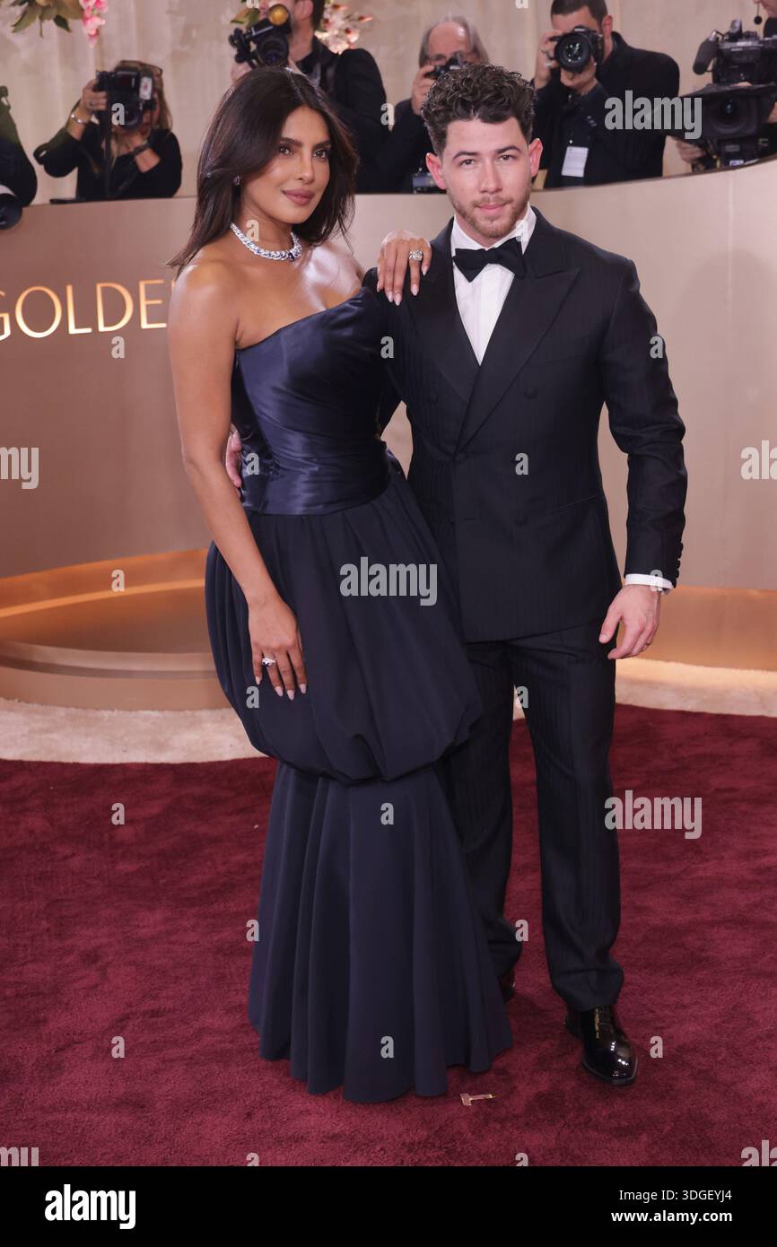 Priyanka Chopra and Nick Jonas attend the 83rd annual Golden Globe ...
