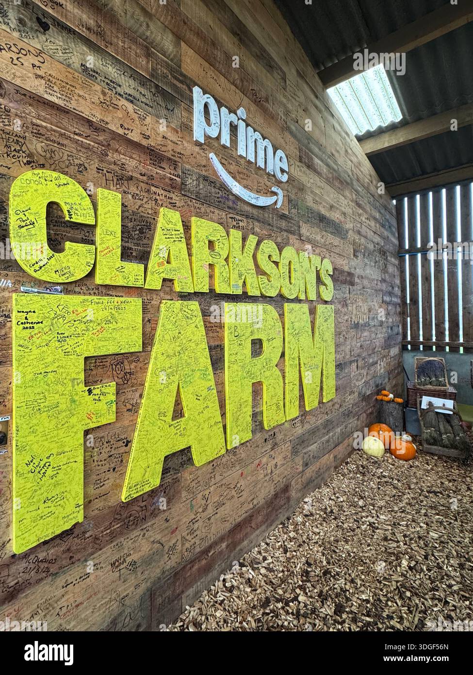 “Clarkson’s Farm” sign with Amazon Prime branding inside Diddly Squat ...