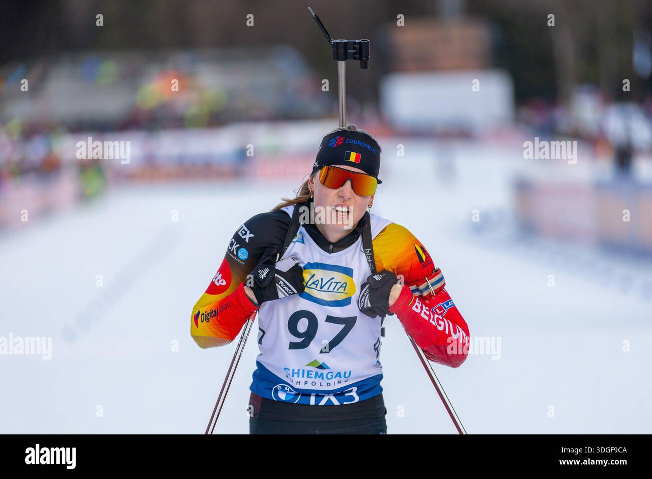 BOUVARD Eve (BEL 97), at the finish line, GER, Ruhpolding, BMW IBU ...