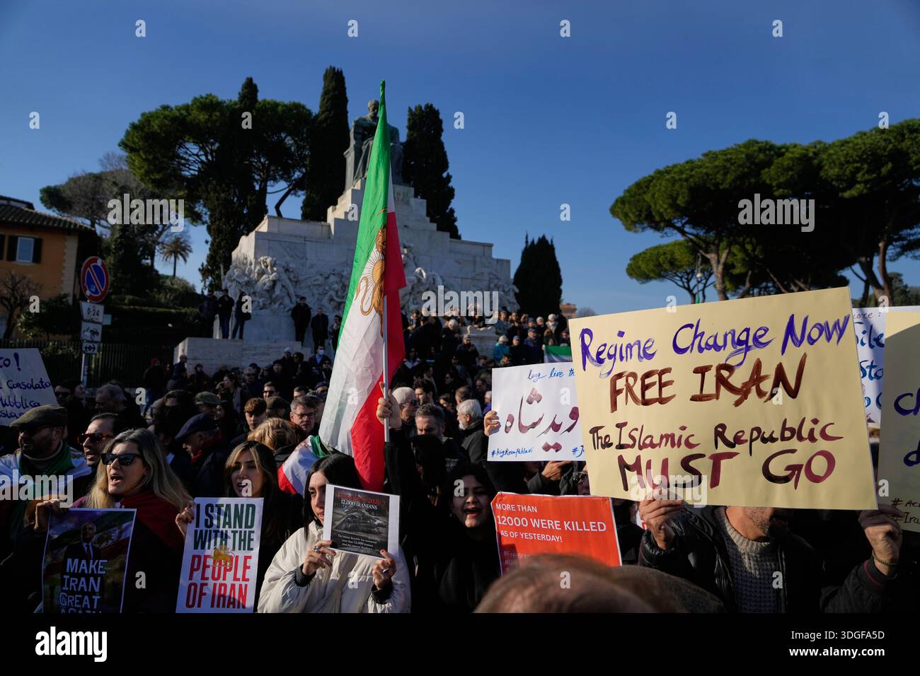 Demonstrators shout slogans during a rally in support of the Iranian ...