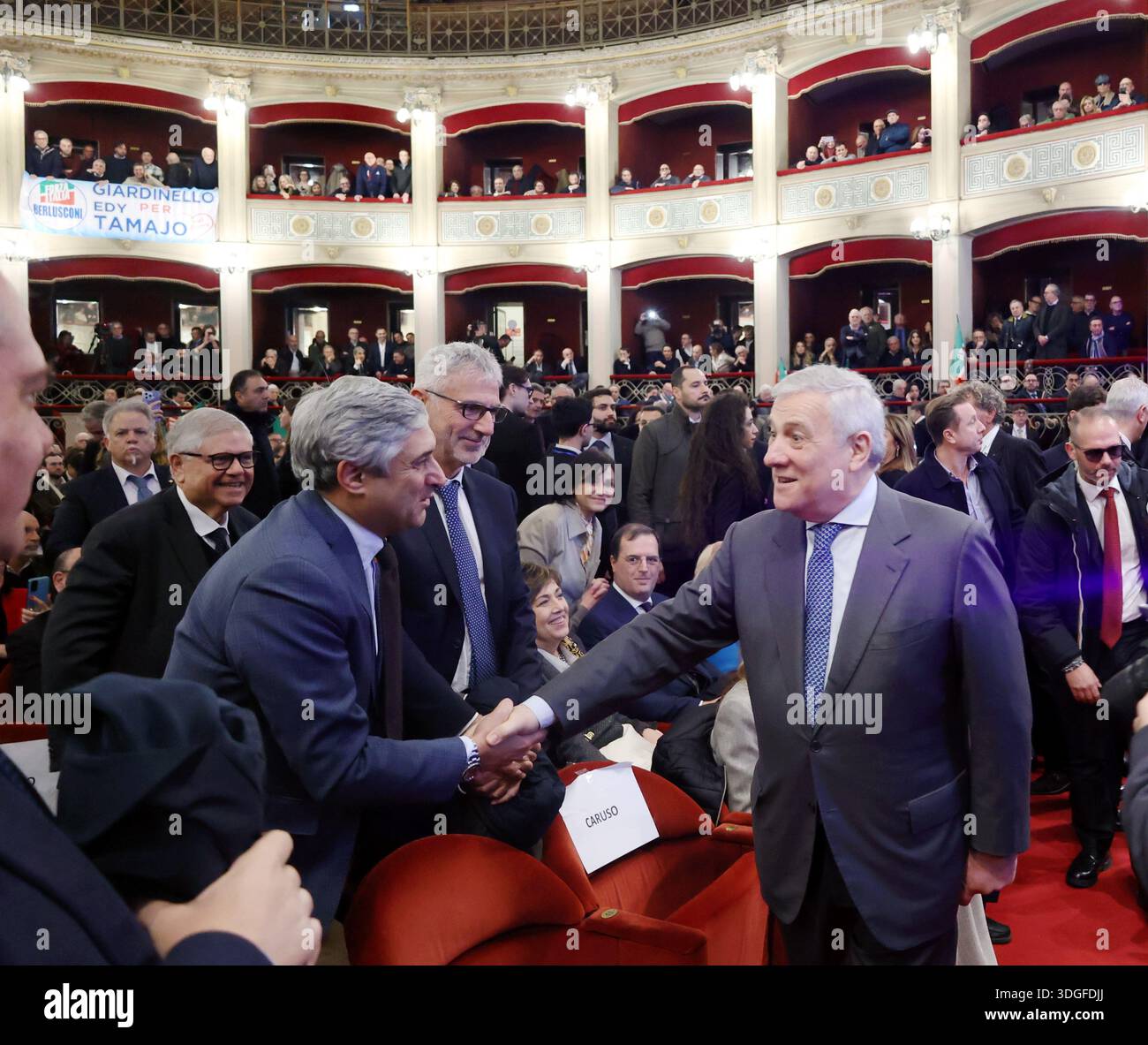 Palermo, Italy. 17th Jan, 2026. Antonio Tajani at the Politeana Theater ...