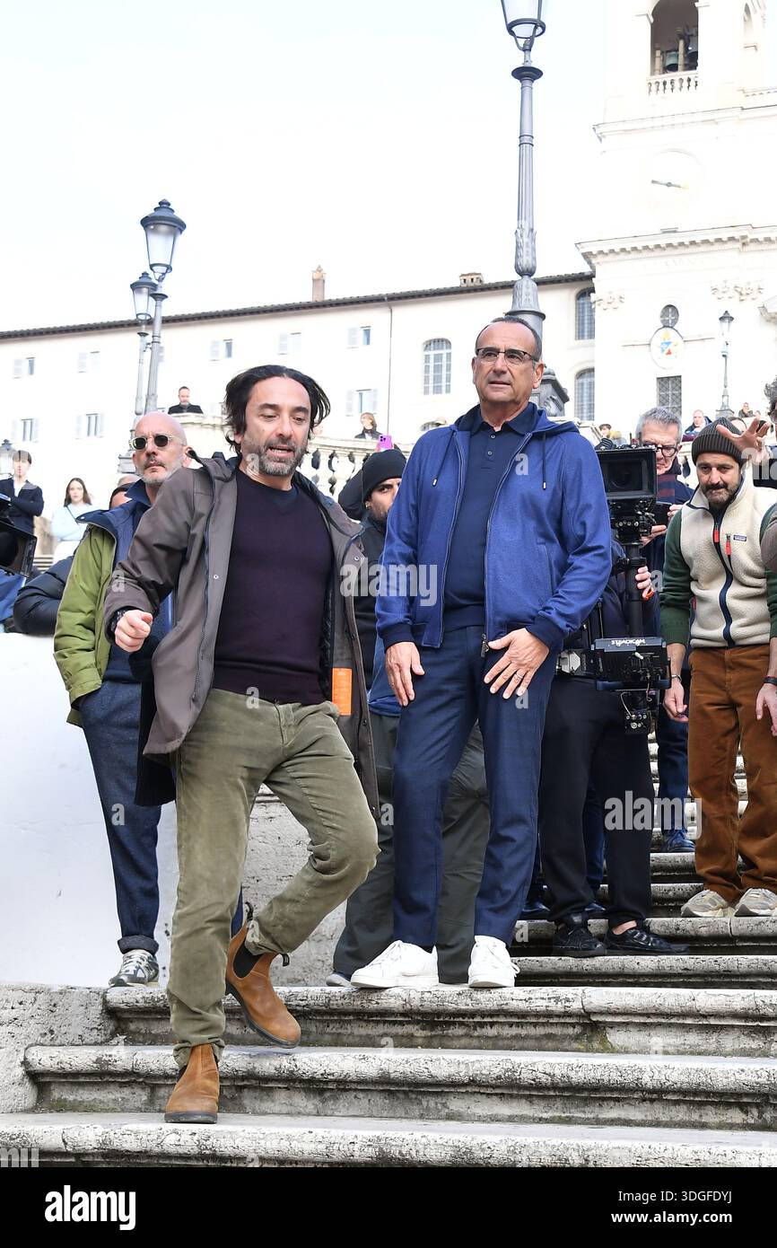 Rome, Italy. 16th Jan, 2026. Rome, Piazza di Spagna Carlo Conti on the ...