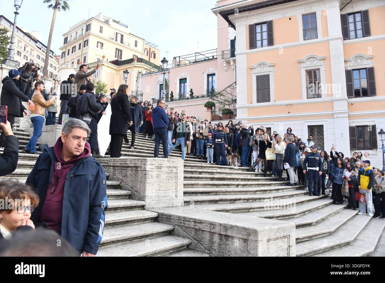Rome, Italy. 16th Jan, 2026. Rome, Piazza di Spagna Carlo Conti on the ...