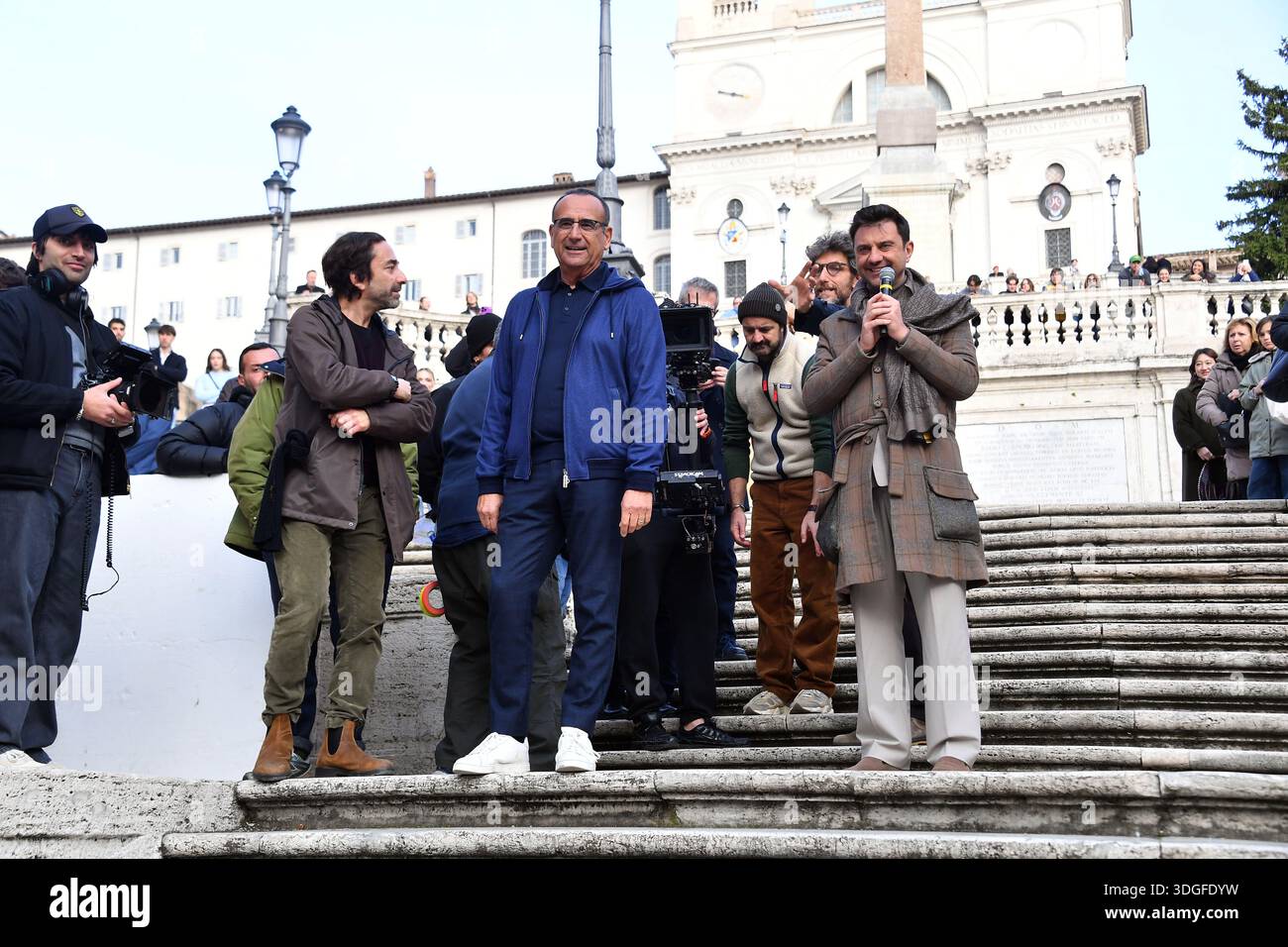 Rome, Italy. 16th Jan, 2026. Rome, Piazza di Spagna Carlo Conti on the ...