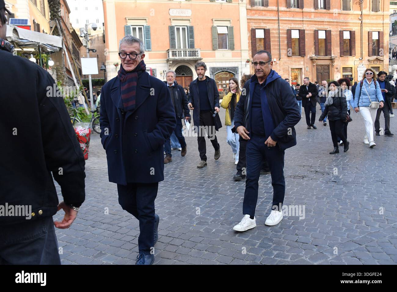 Rome, Italy. 16th Jan, 2026. Rome, Piazza di Spagna Carlo Conti on the ...