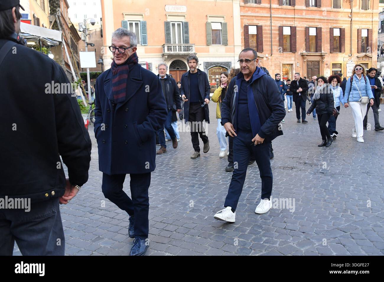 Rome, Italy. 16th Jan, 2026. Rome, Piazza di Spagna Carlo Conti on the ...