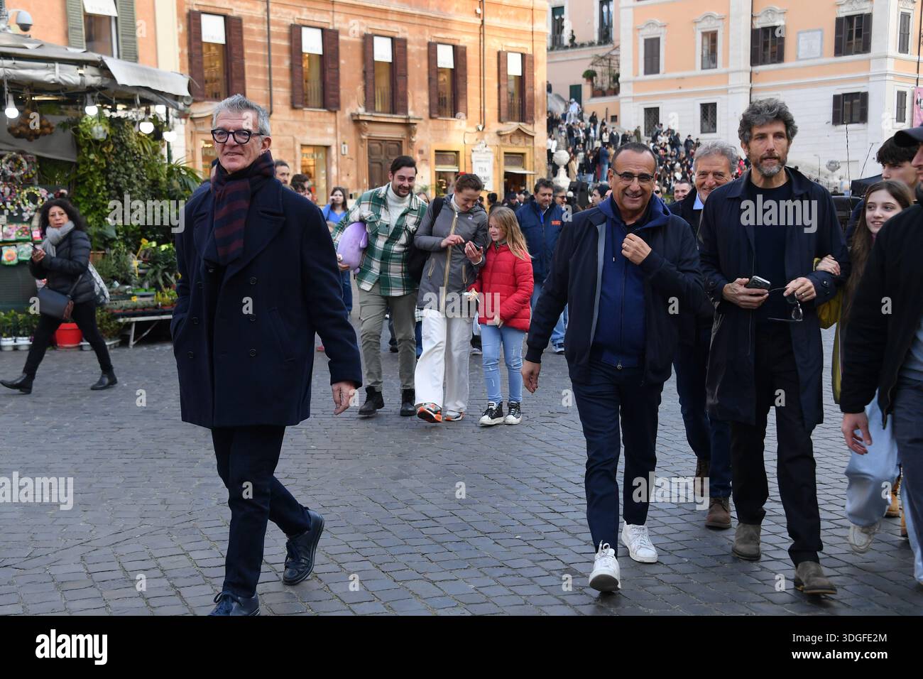 Rome, Italy. 16th Jan, 2026. Rome, Piazza di Spagna Carlo Conti on the ...