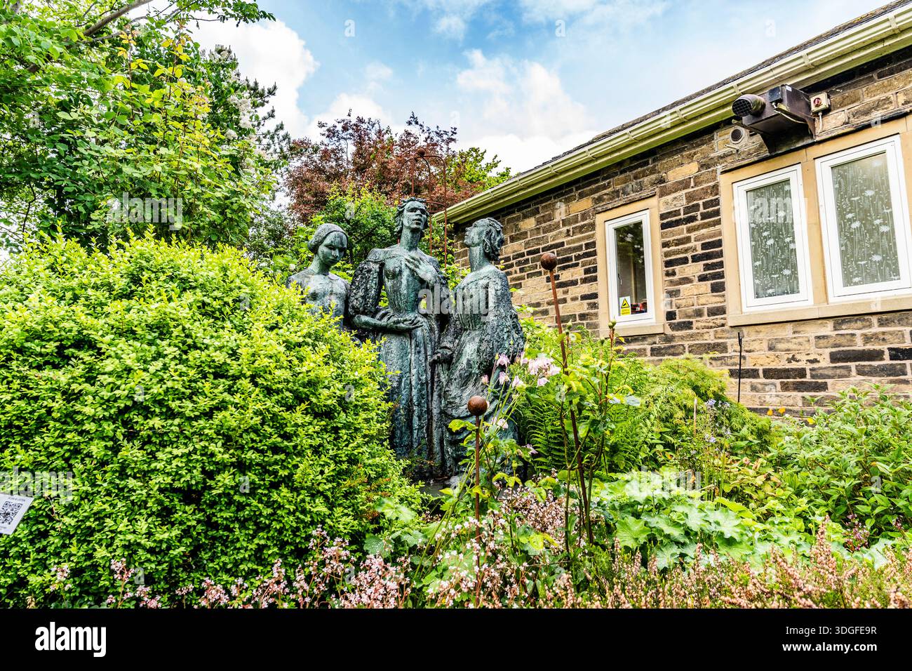 Bronze statue depicting the Bronte sisters (Emily, Charlotte and Anne ...