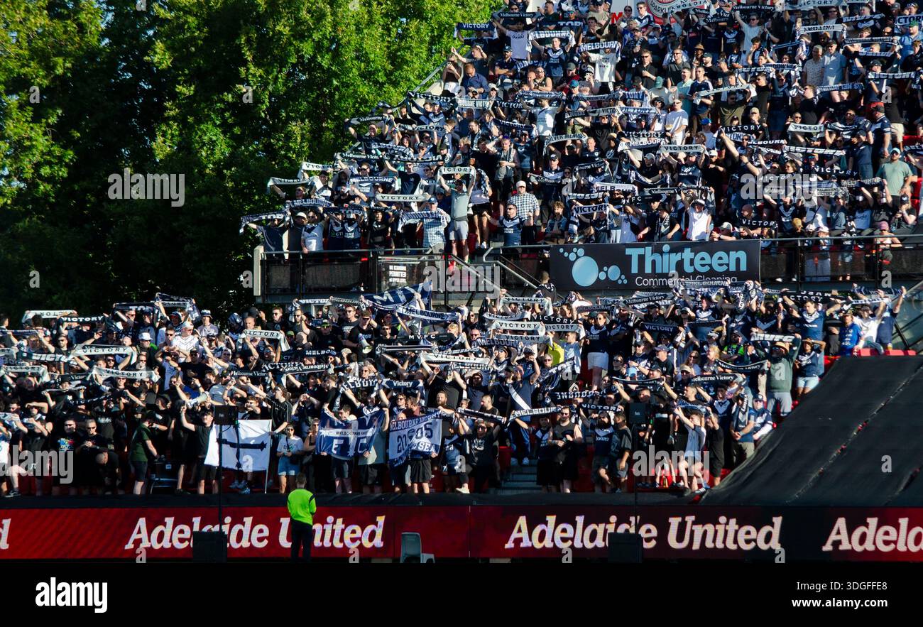 Adelaide, Australia. 17th Jan 2026. Melbourne Victory fans during the ...