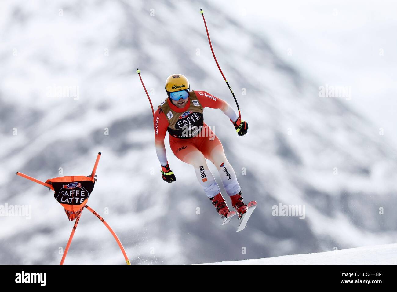 Switzerland's Niels Hintermann speeds down the course during an alpine ...