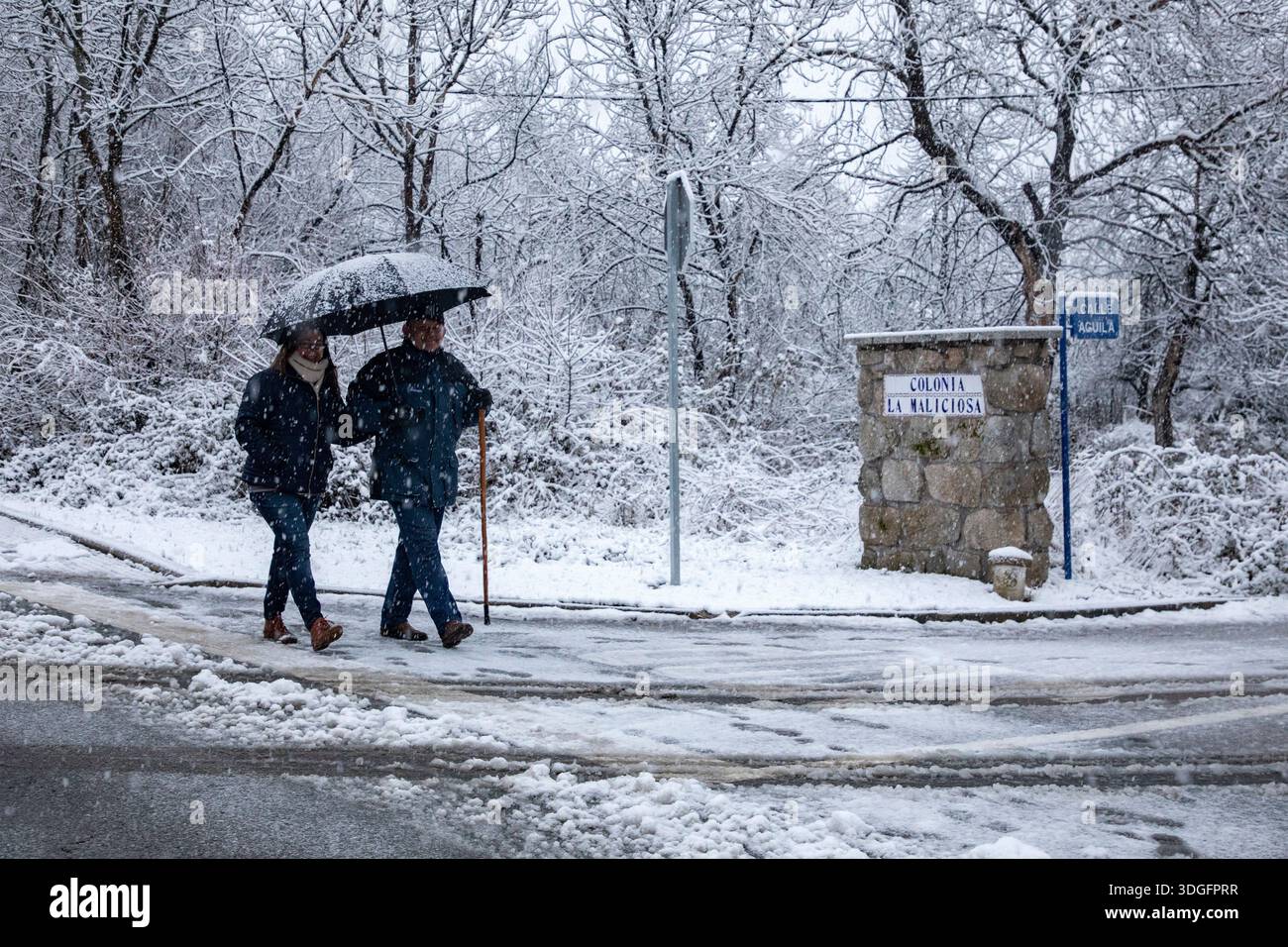 Snowfall caused by the storm Harry as it passes through Spain, in ...