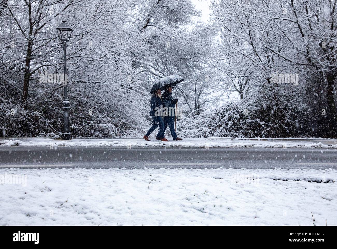 Snowfall caused by the storm Harry as it passes through Spain, in ...