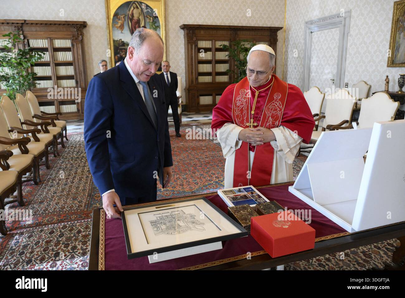 Pope Leo XIV meets Prince Albert of Monaco at the Vatican on January 17 ...