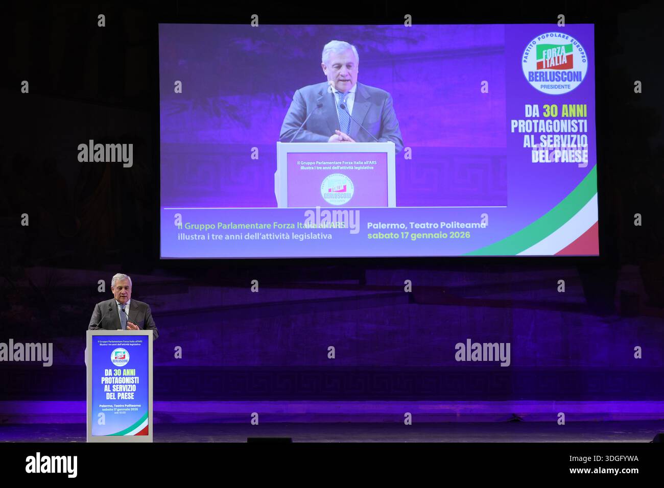 Palermo, Italy. 17th Jan, 2026. Antonio Tajani in Palermo at the ...