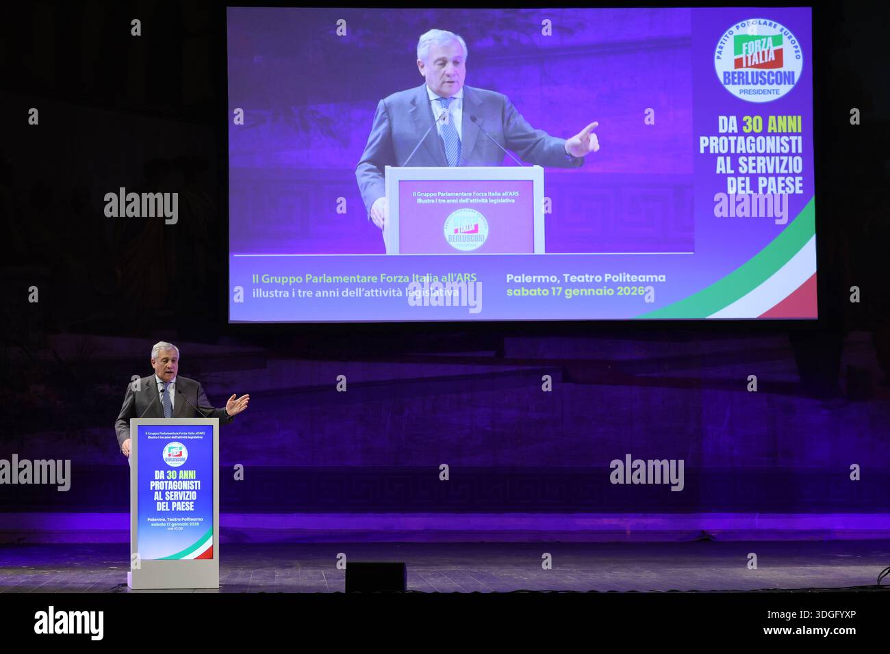 Palermo, Italy. 17th Jan, 2026. Antonio Tajani in Palermo at the ...