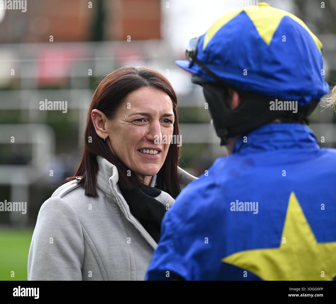Ascot, UK. 17 January, 2026. Winston Junior trainer Faye Bramley before ...