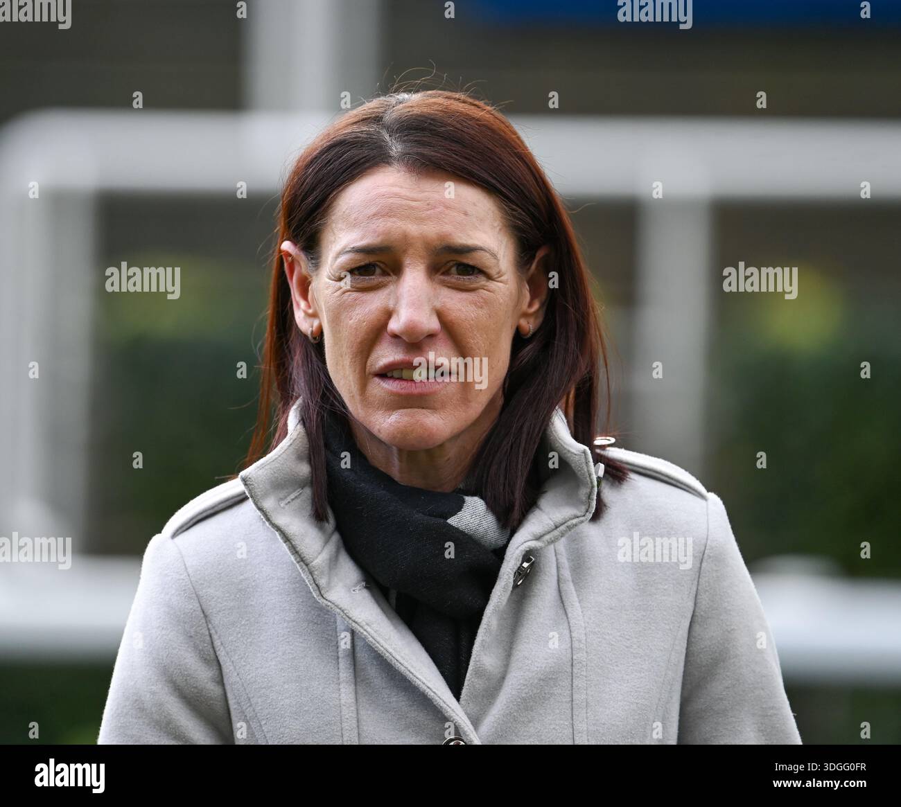 Ascot, UK. 17 January, 2026. Winston Junior trainer Faye Bramley before ...