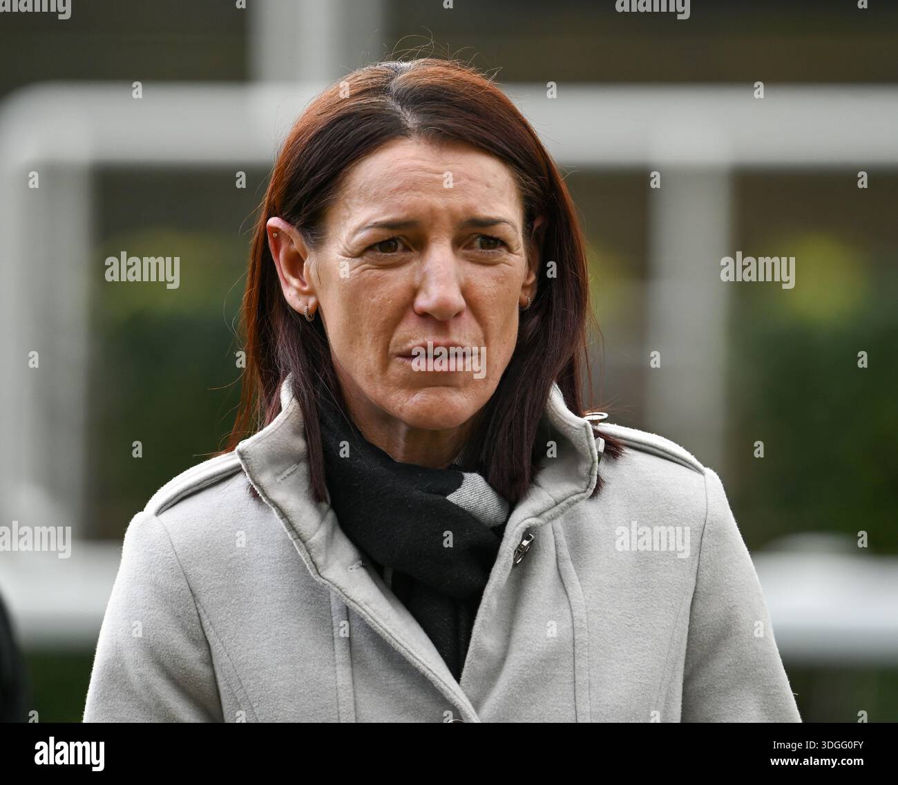 Ascot, UK. 17 January, 2026. Winston Junior trainer Faye Bramley before ...