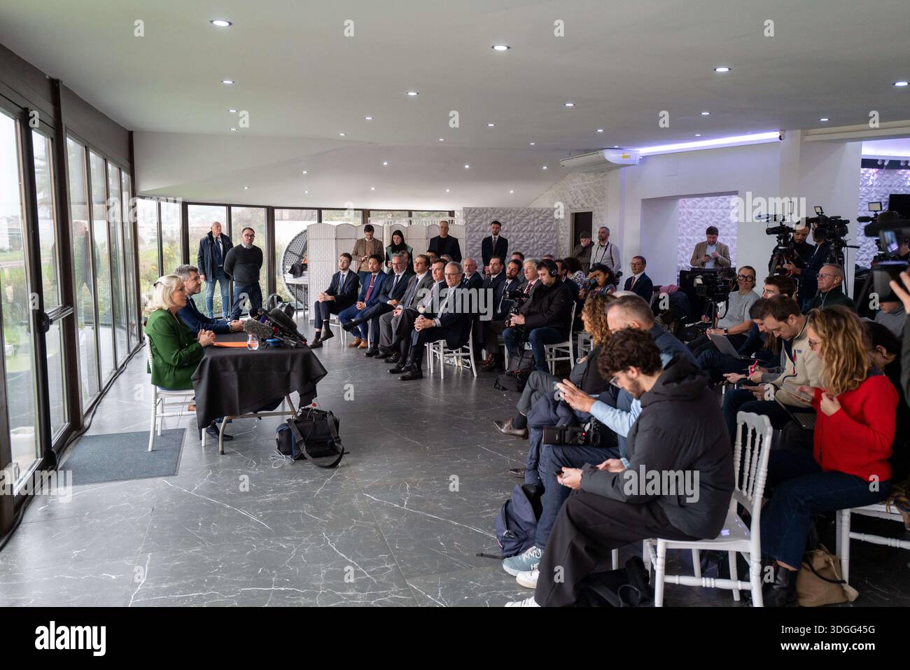 Marseille, France. 17th Jan, 2026. Marine Le Pen and Franck Allisio ...