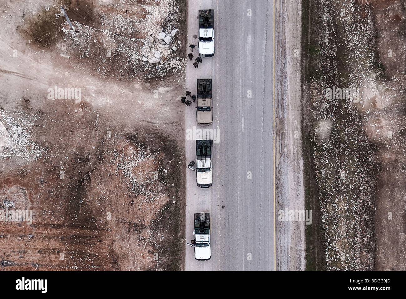 Deir Hafer, Syria. 17th Jan, 2026. An aerial view shows Syrian army ...