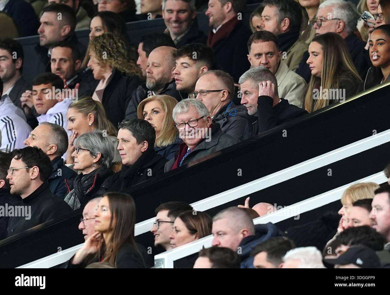 Sir Alex Ferguson reacts in the stands during the Premier League match ...