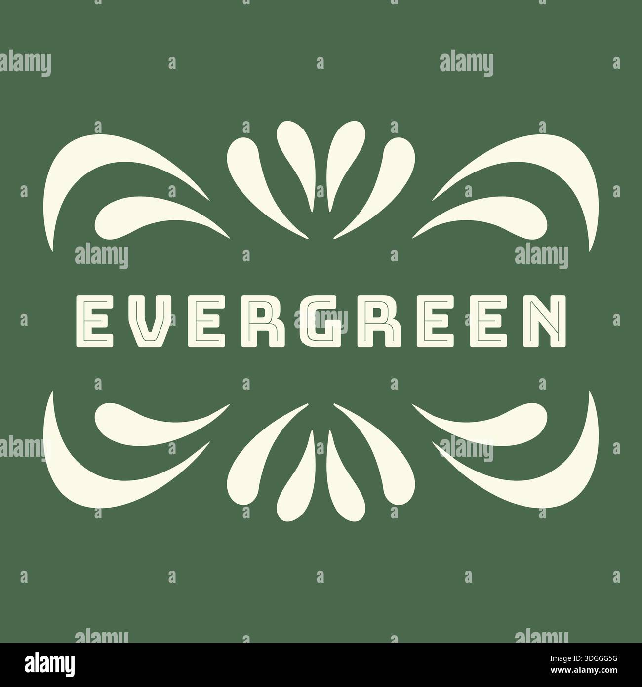 Nature themed square badge in deep green with white leaflike flourishes ...