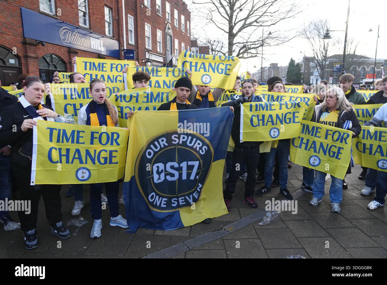 Tottenham fans taking art in a protest before the Premier League match ...