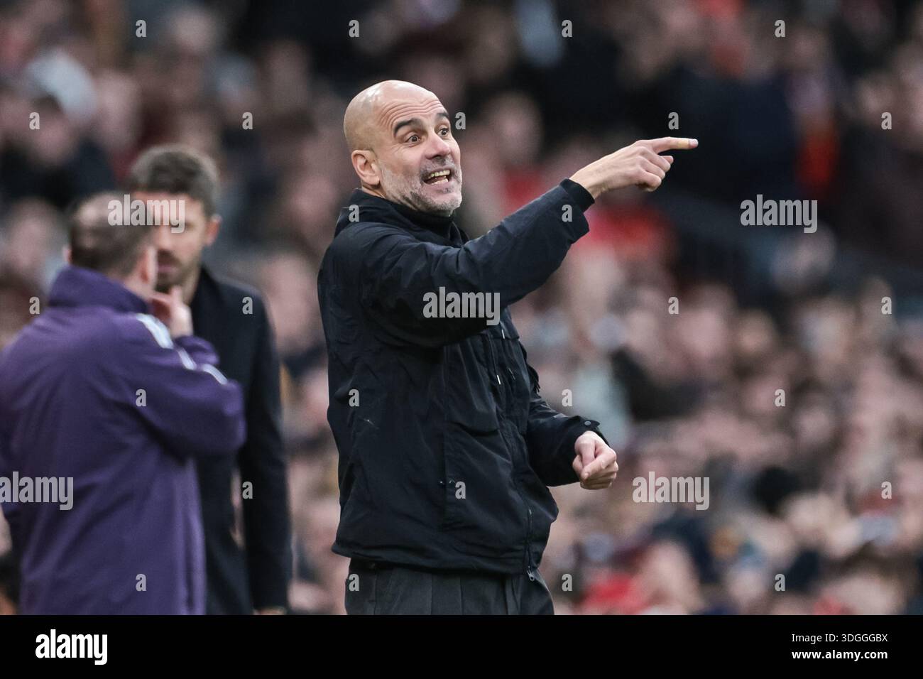Pep Guardiola manager of Manchester City reacts in the technical area ...