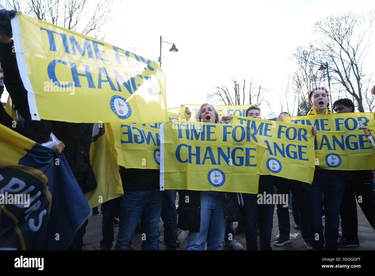Tottenham fans taking art in a protest before the Premier League match ...