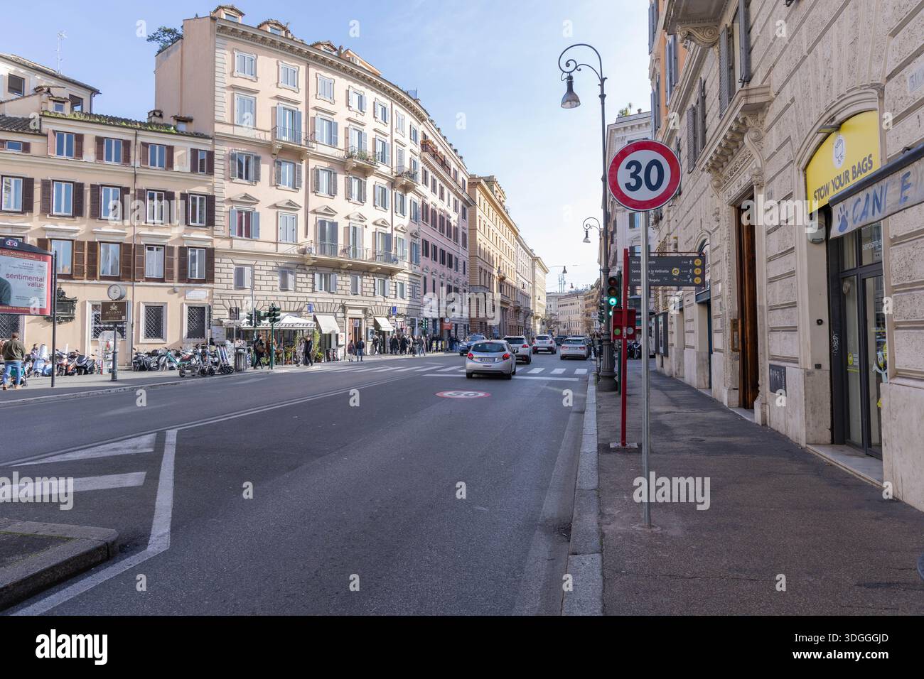 Rome, Italy. 17th Jan, 2026. Sign indicating the new speed limit of 30 ...