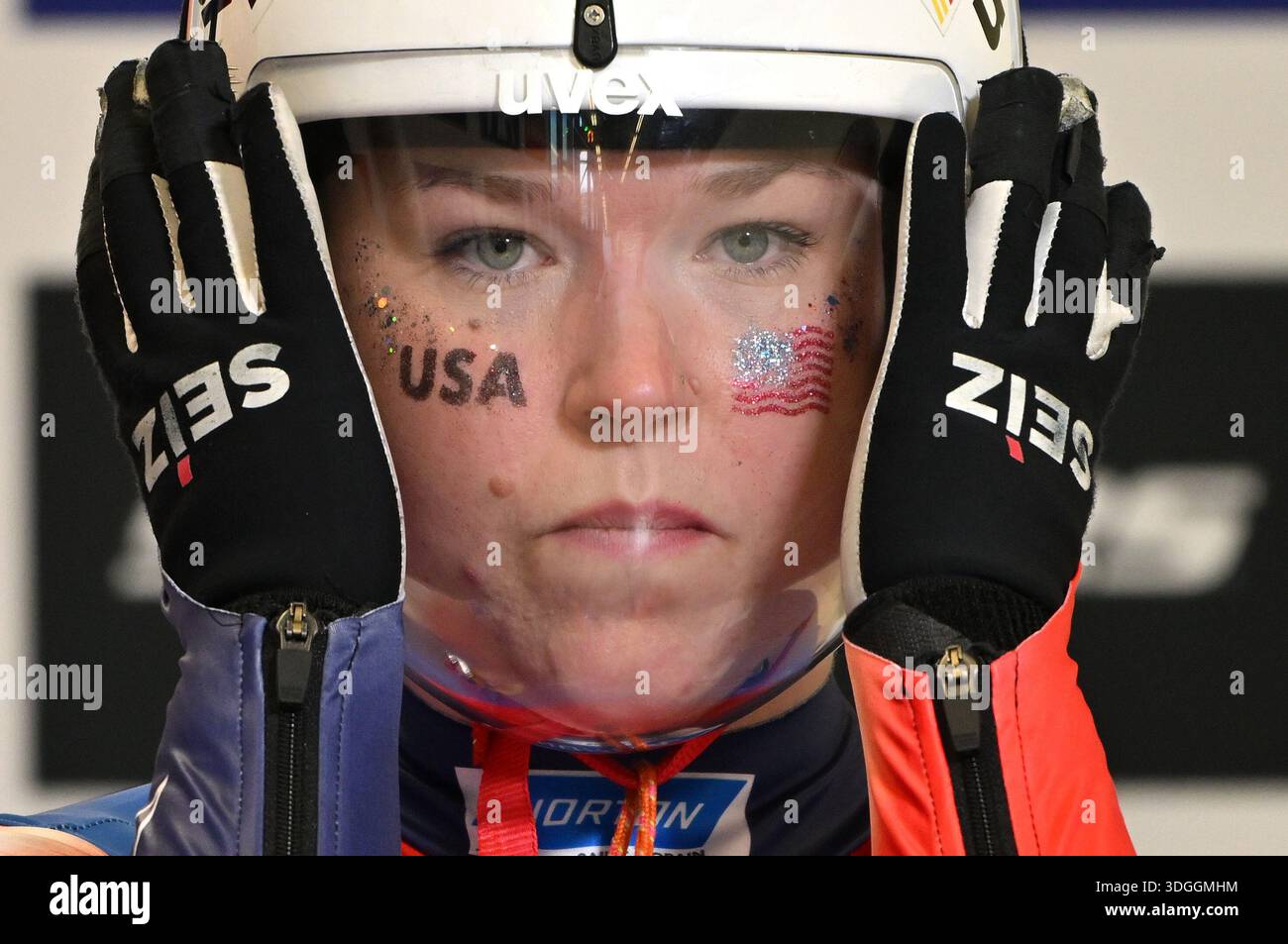 Ashley Farquharson of the U.S. starts in the 1st heat of the Luge World ...