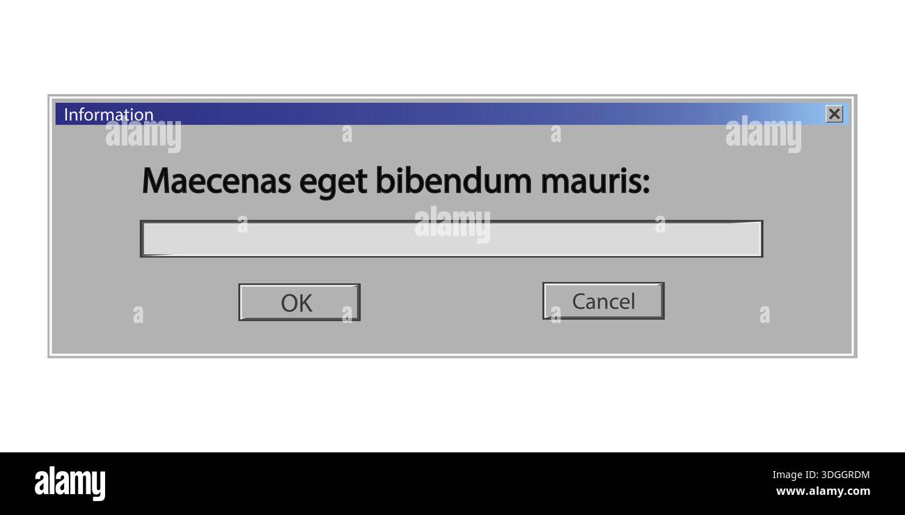 Classic input window. Retro software form. Text entry interface. Old ...